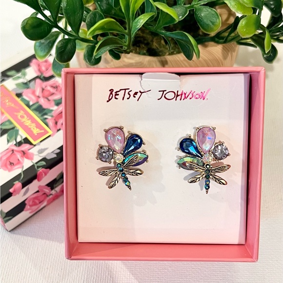Betsey Johnson | Jewelry | Betsey Johnson Gold Tone Dragonfly Jeweled ...